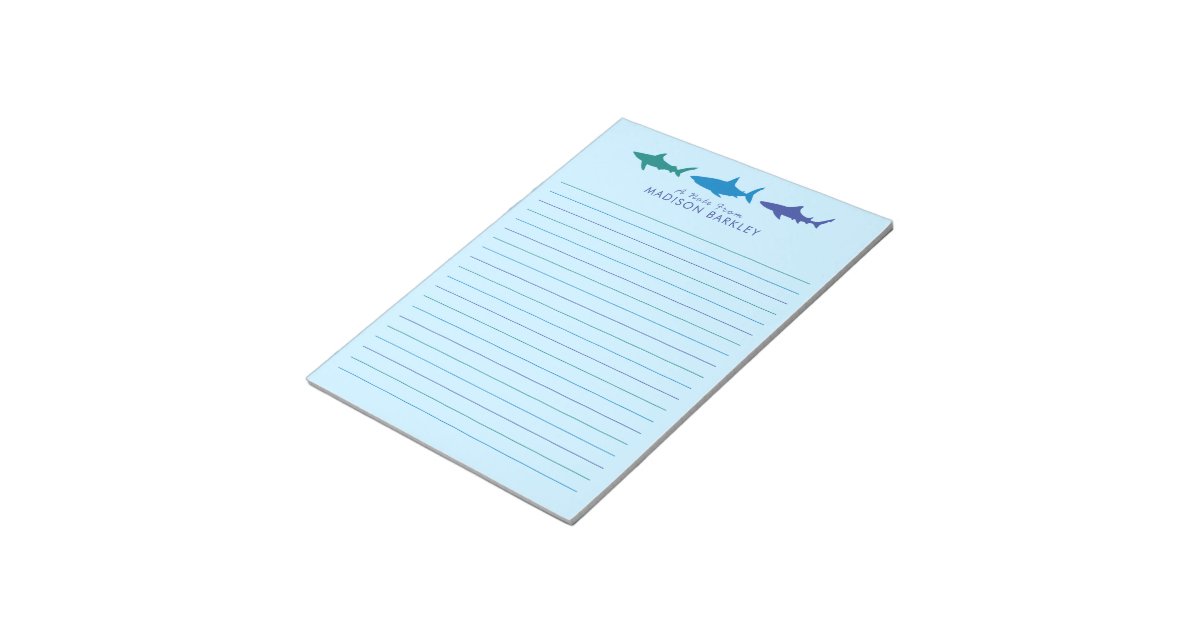 Blue Sharks Cute Kid's Stationary Notepad | Zazzle