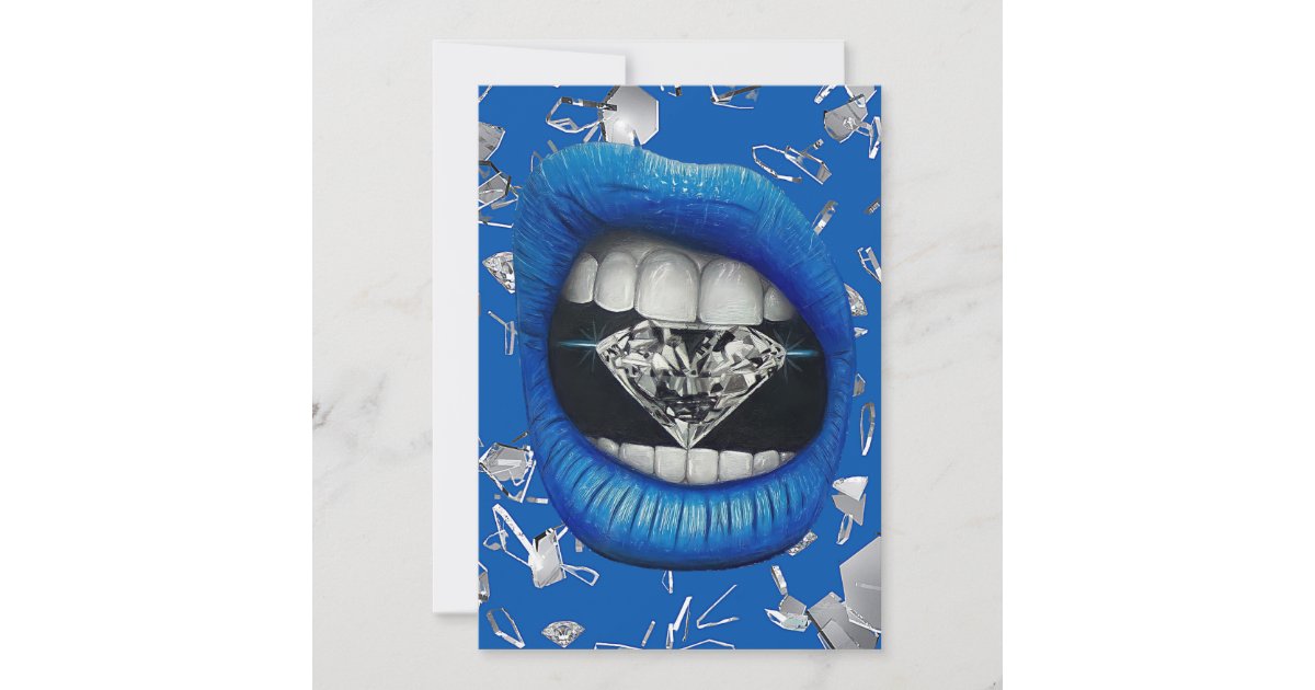 Blue shattered glass and diamonds tote bag thank you card | Zazzle