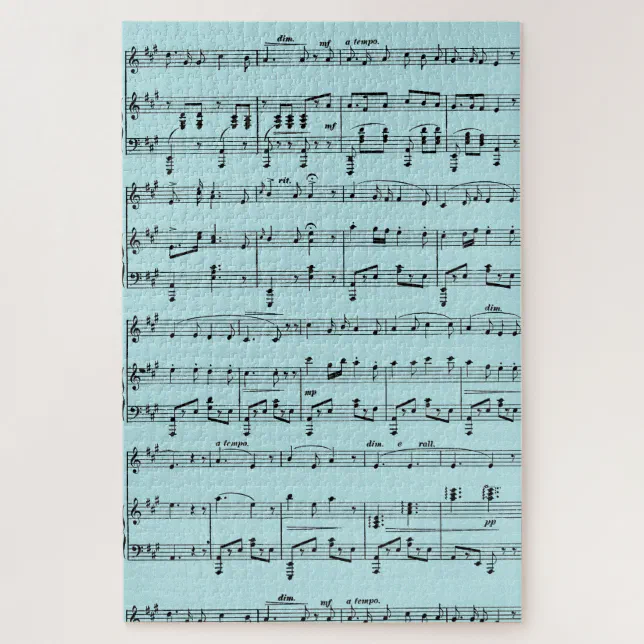 Blue Sheet Music Jigsaw Puzzle | Zazzle
