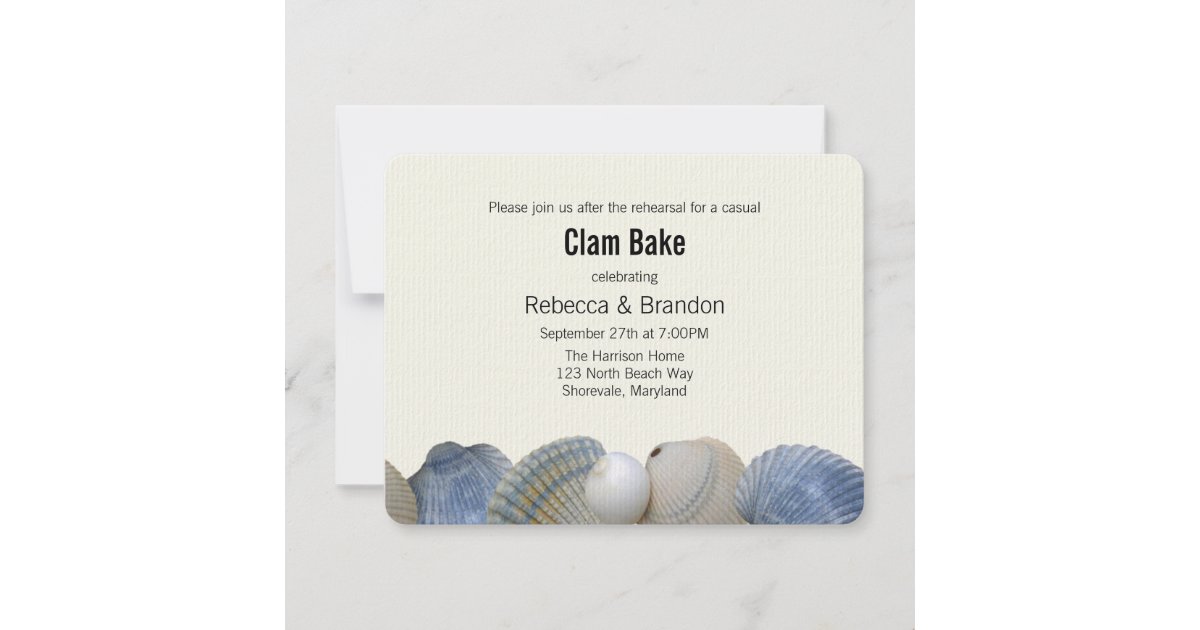 Blue Shells Clam Bake Rehearsal Dinner Invitation | Zazzle