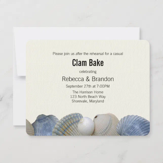 Blue Shells Clam Bake Rehearsal Dinner Invitation | Zazzle