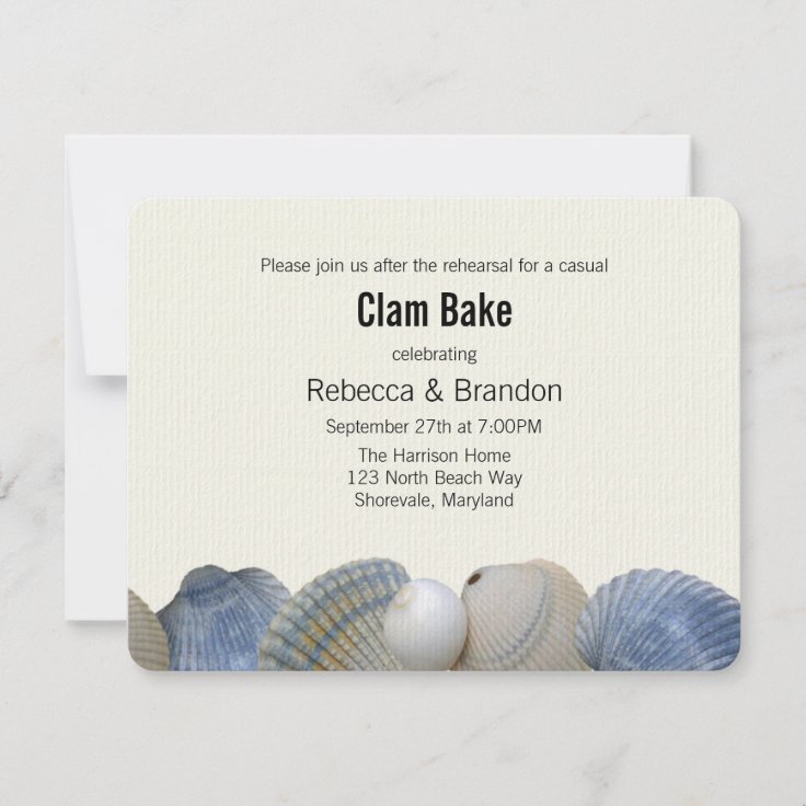 Blue Shells Clam Bake Rehearsal Dinner Invitation | Zazzle