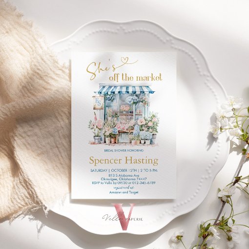 Blue She's Off the Market Bridal Shower Invitation | Zazzle
