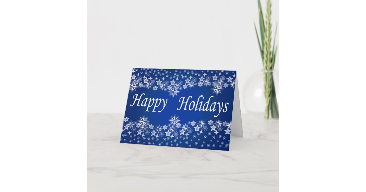 Blue Shining Stars Happy Holiday Greetings Card | Zazzle