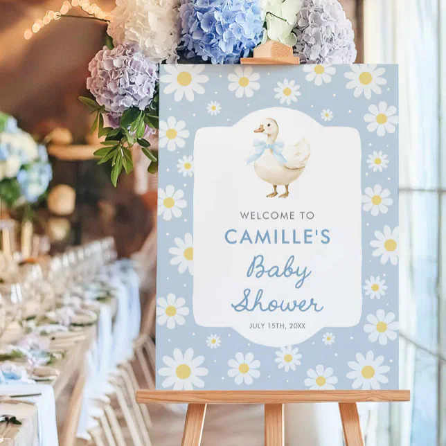 Blue Silly Goose Boy Baby Shower Welcome Sign | Zazzle