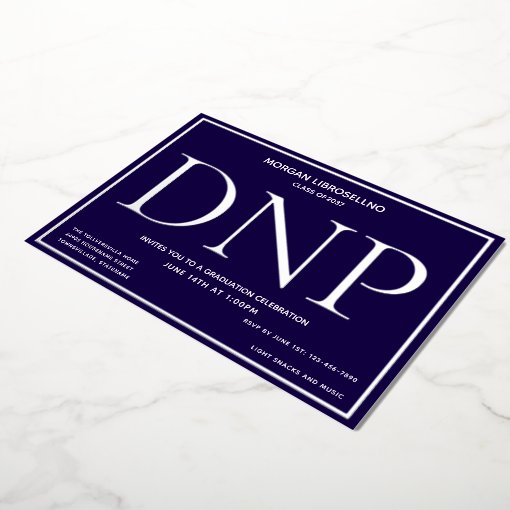 Blue Silver DNP Graduation Foil Invitation | Zazzle