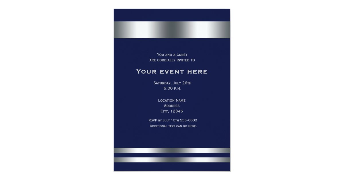Blue Silver Elegant Dinner Party Event Invitation | Zazzle.com