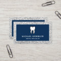 Blue Silver Glitter Tooth Dental Clinic Dentist Business Card | Zazzle