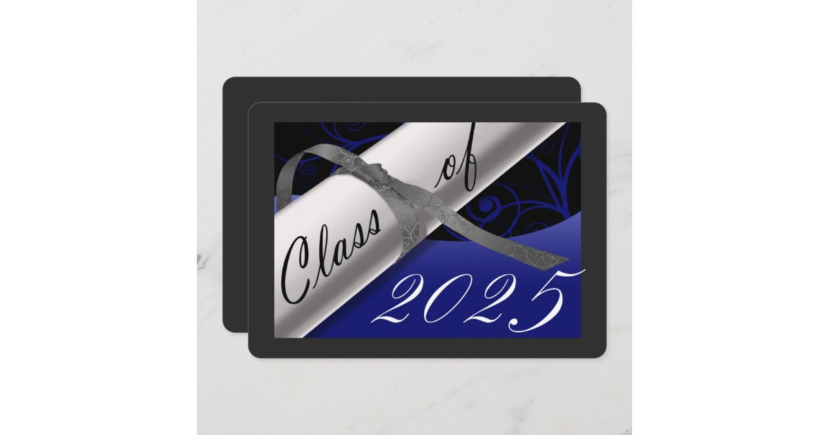 Blue & Silver Graduation Party Invitation | Zazzle