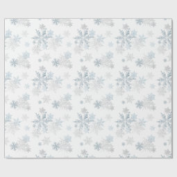 Blue Silver Gray Snowflake Wonderland Wrapping Paper | Zazzle