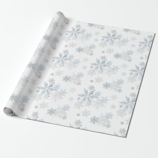 Blue Silver Gray Snowflake Wonderland Wrapping Paper | Zazzle.com