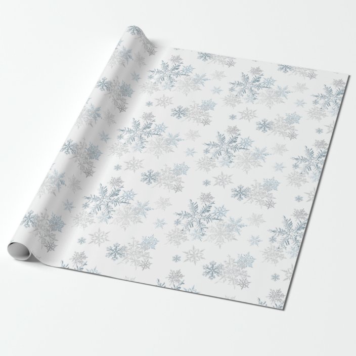 Blue Silver Gray Snowflake Wonderland Wrapping Paper | Zazzle.com