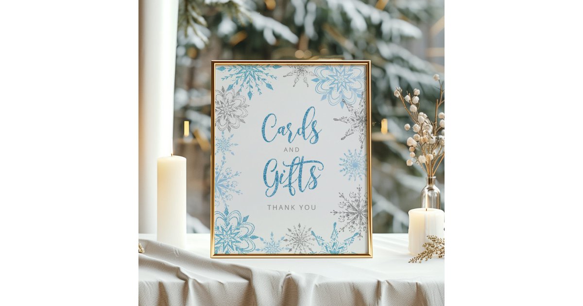 Blue silver snowflakes Cards and gifts Poster | Zazzle