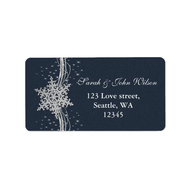 Blue Silver Snowflakes Winter address label | Zazzle