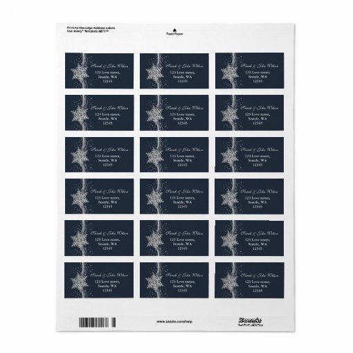 Blue Silver Snowflakes Winter address label | Zazzle