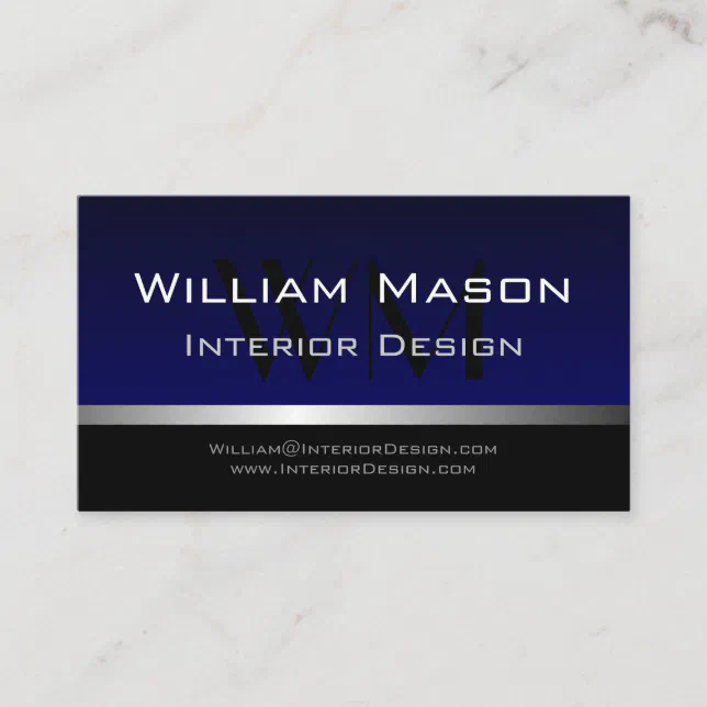 Blue & Silver Stripe Professional Business Card | Zazzle
