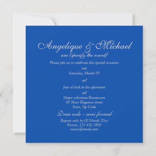 Blue silver wedding anniversary engagement invitation | Zazzle