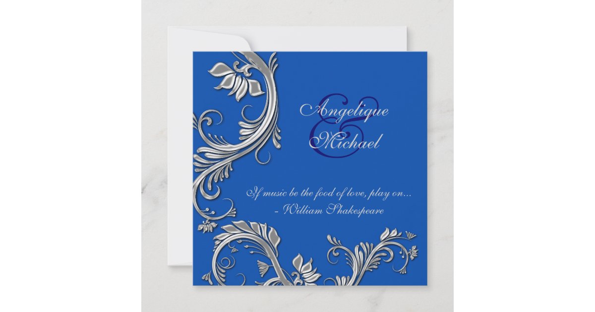 Blue silver wedding anniversary engagement invitation | Zazzle