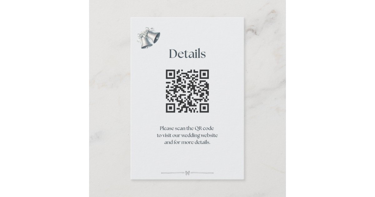 Blue Silver Wedding Bells Details Enclosure Card | Zazzle