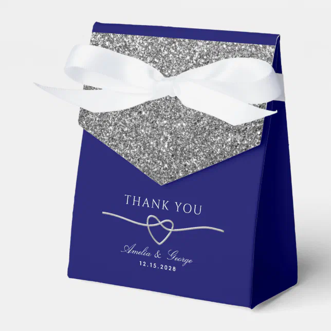 Blue Silver Wedding Favor Box | Zazzle