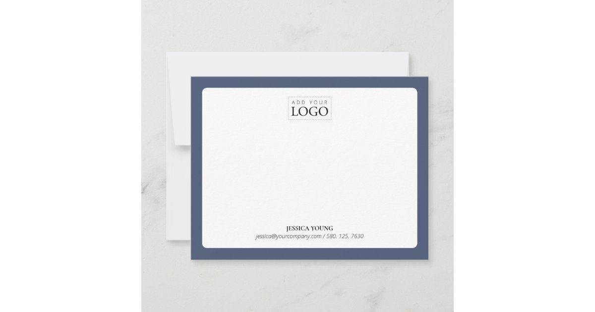 Blue | Simple Color Logo Business Note Card | Zazzle