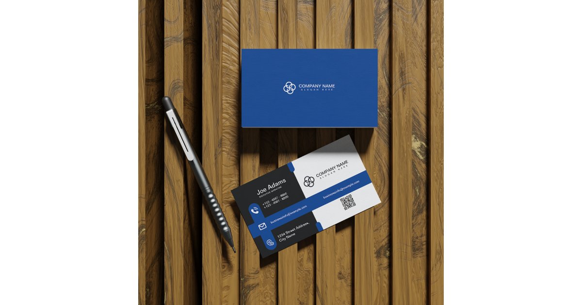 Blue Simple Modern Professional QR Code Scannable Business Card | Zazzle