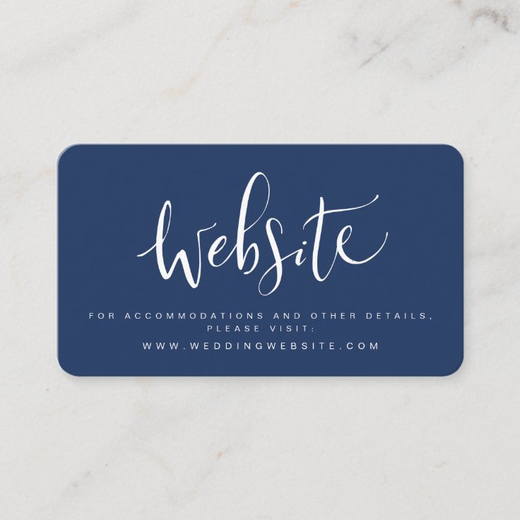 Blue Simple Script Wedding website Insert card | Zazzle