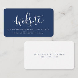 Blue Simple Script Wedding website Insert card | Zazzle