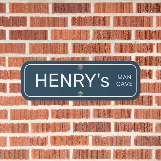 Blue simple traditional street custom man cave metal sign | Zazzle