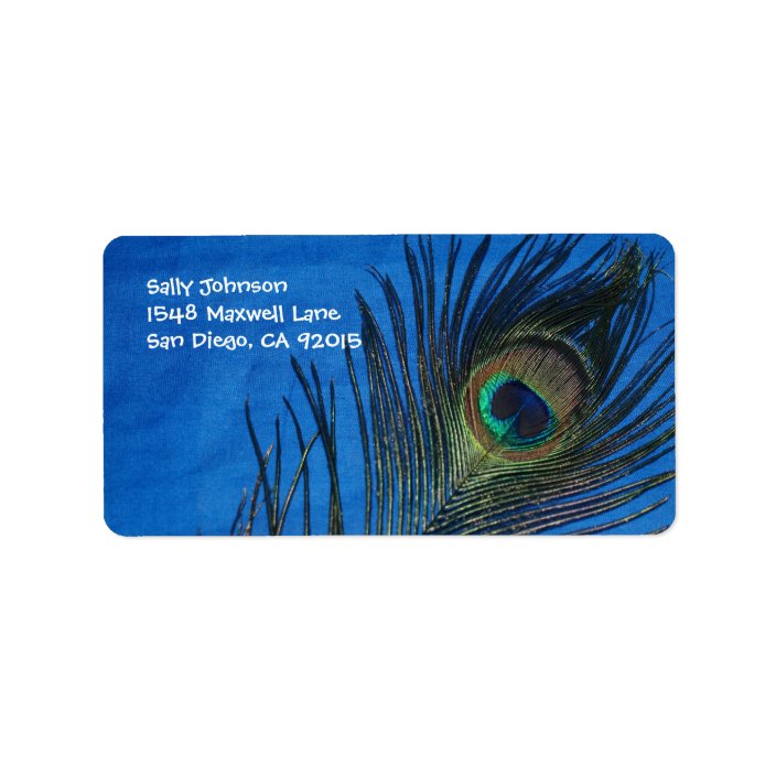 Blue Single Peacock Feather Label | Zazzle.com