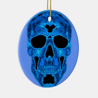 Blue Skull Horror Mask Ceramic Ornament | Zazzle