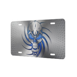 Blue Skull Metallic Look License Plate | Zazzle