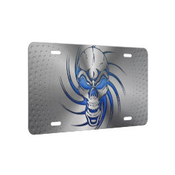 Blue Skull Metallic Look License Plate | Zazzle