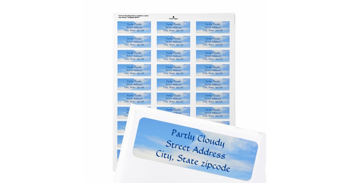 Blue Sky and White Cloud Return Address Label | Zazzle