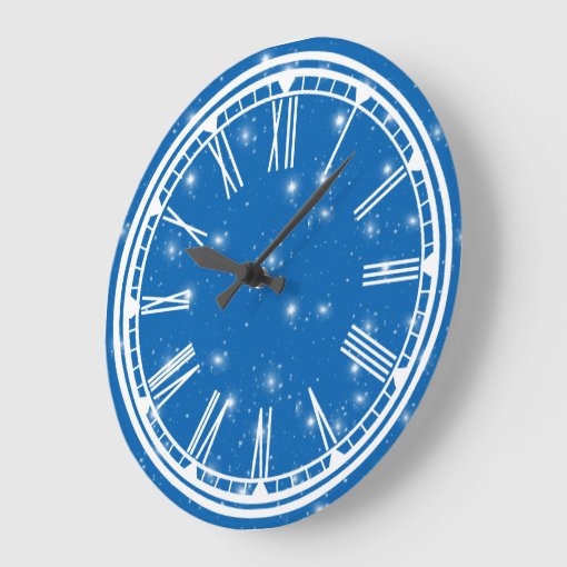 Blue Sky and White Stars Wall Clock | Zazzle