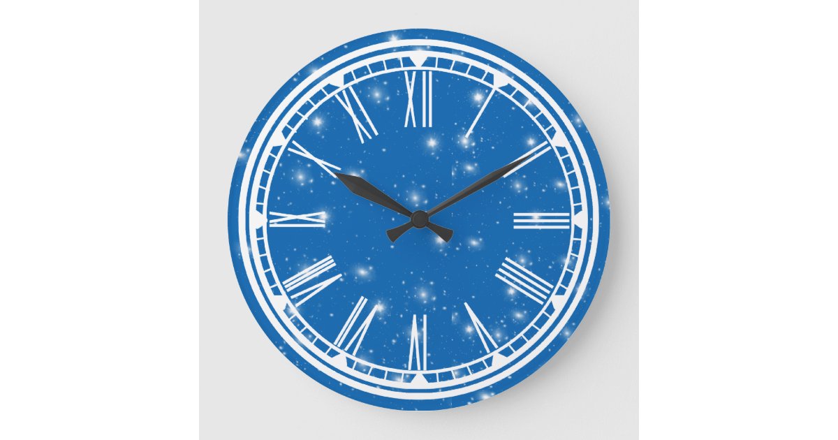 Blue Sky and White Stars Wall Clock | Zazzle