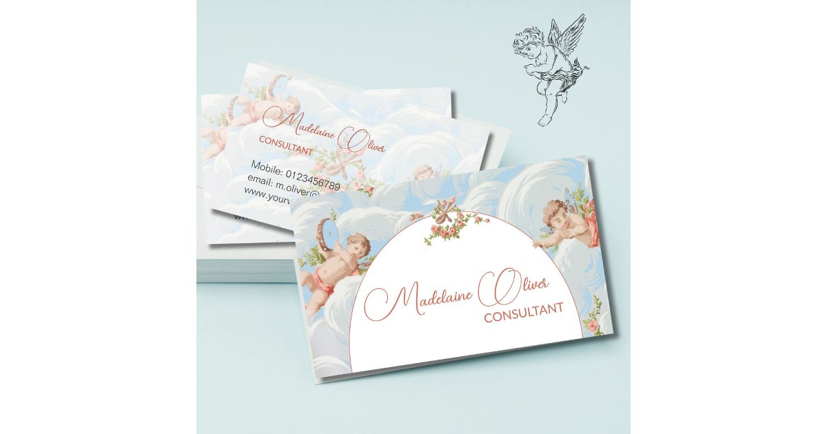 Blue Sky Angel Clouds QR Code Business Card | Zazzle