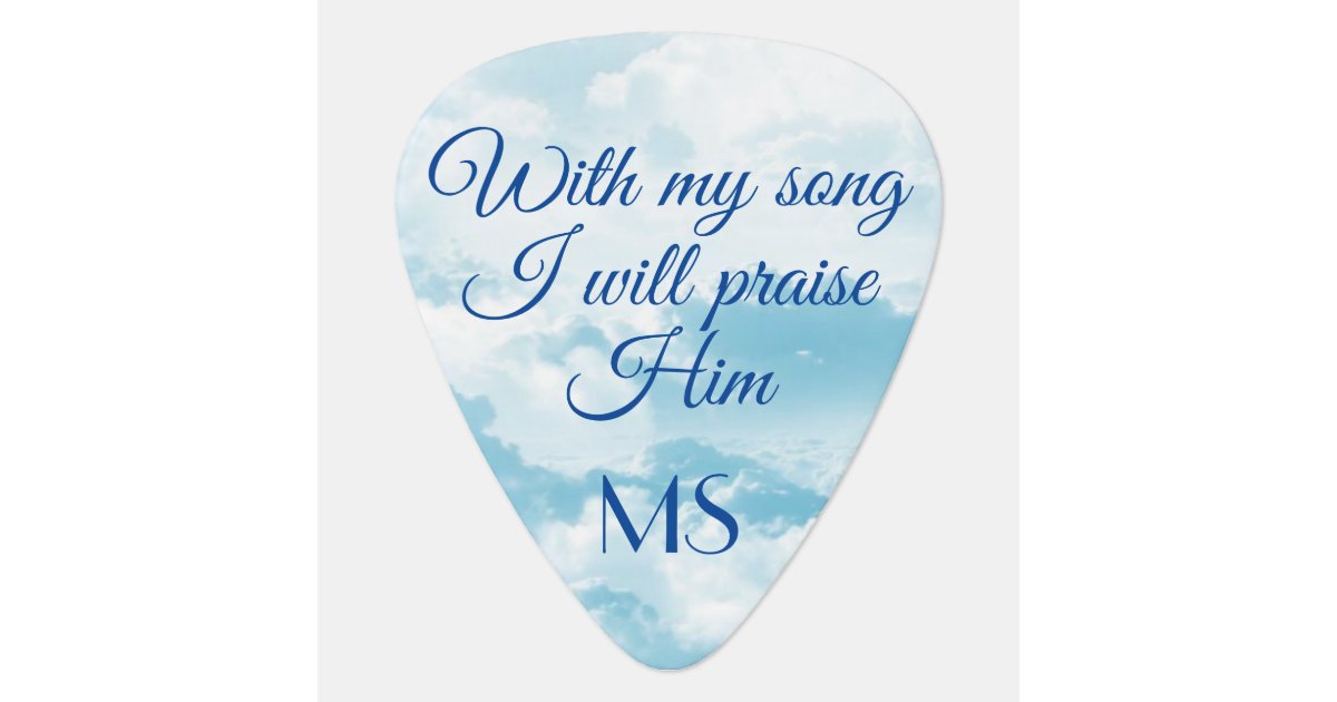 Blue Sky Bible Verse Monogrammed Christian Guitar Pick | Zazzle
