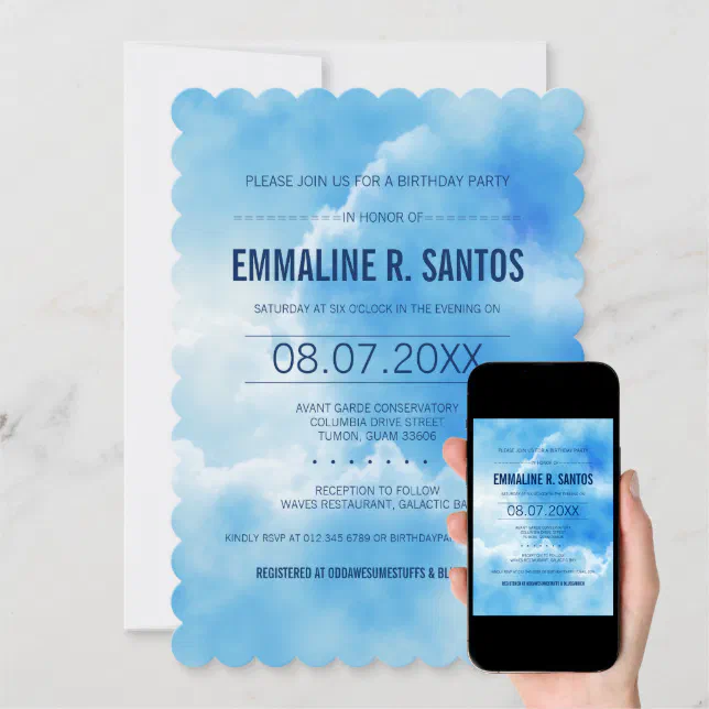 Blue Sky Birthday Party Invite | Zazzle