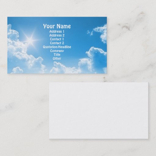 Blue Sky Business Card | Zazzle