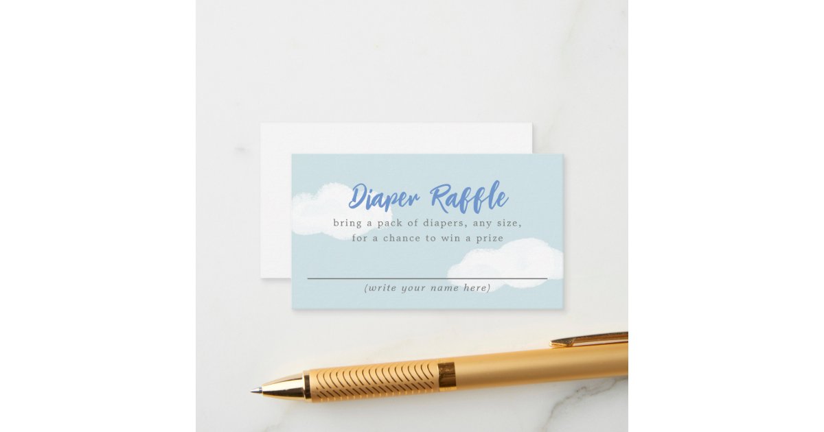 Blue Sky Clouds Baby Shower Diaper Raffle Enclosure Card | Zazzle