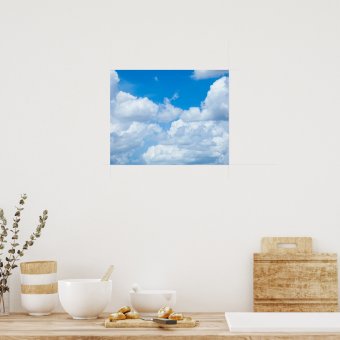 Blue Sky Clouds Background Skies Heaven Design Poster | Zazzle