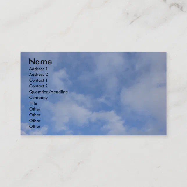 Blue Sky Clouds Business Card | Zazzle