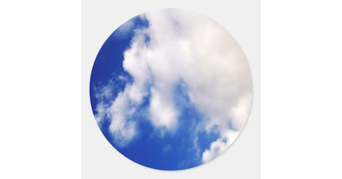 Blue Sky & Clouds Classic Round Sticker | Zazzle