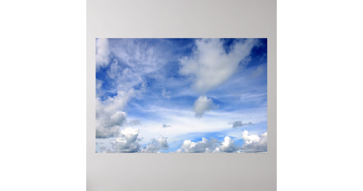 Blue Sky Clouds - Poster | Zazzle