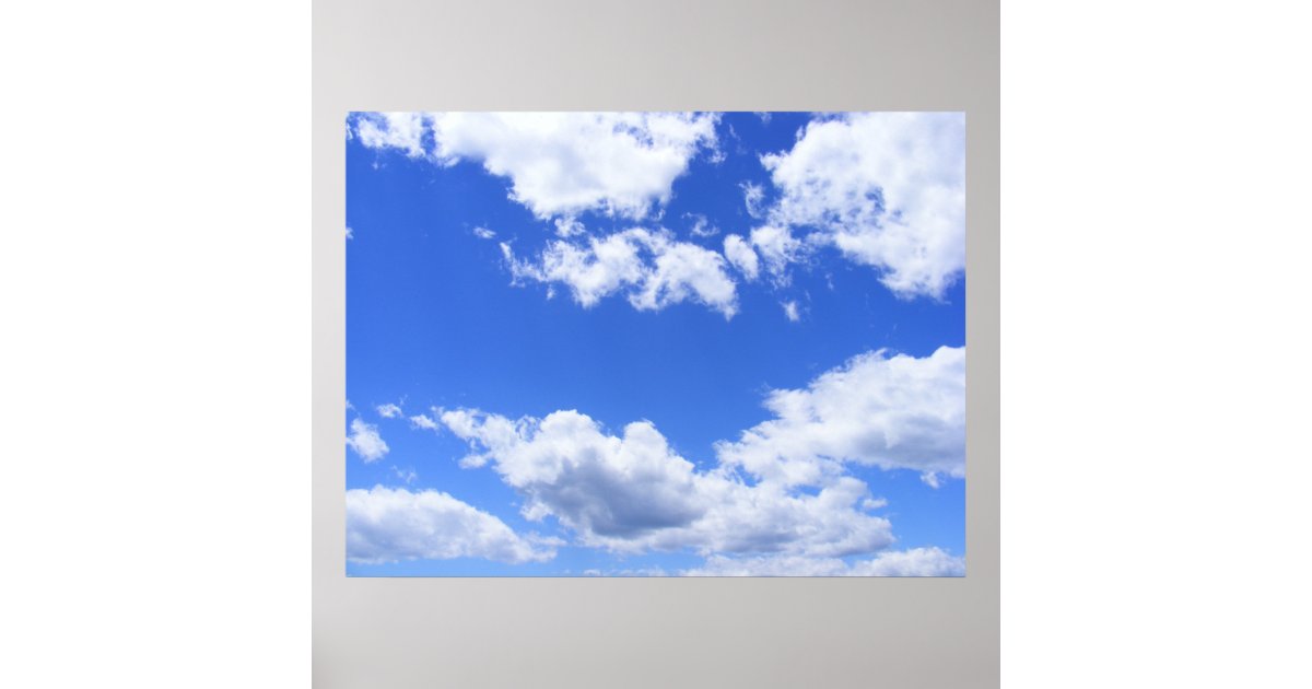 Blue sky clouds poster | Zazzle