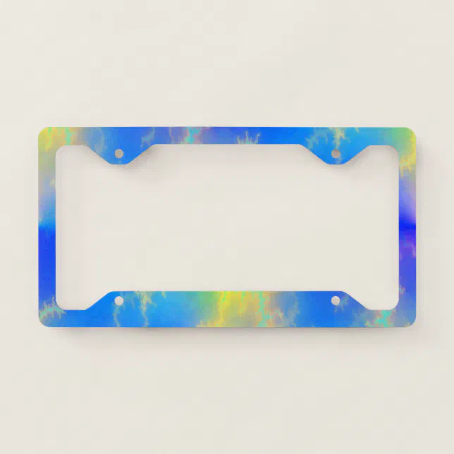 Blue Sky & Golden Yellow Lightning Bolts License Plate Frame | Zazzle