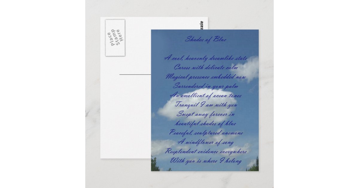 Blue Sky Poem Postcard | Zazzle