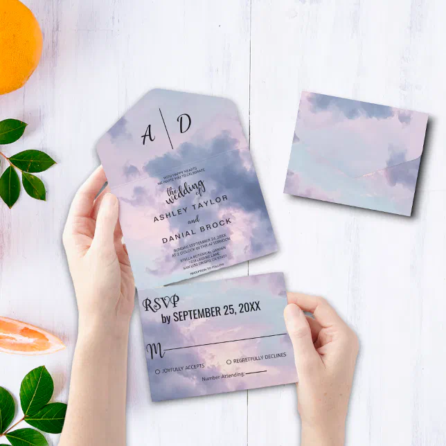 Blue sky romantic All in One Wedding Invite | Zazzle