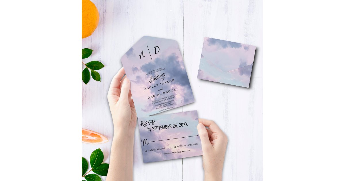 Blue sky romantic All in One Wedding Invite | Zazzle